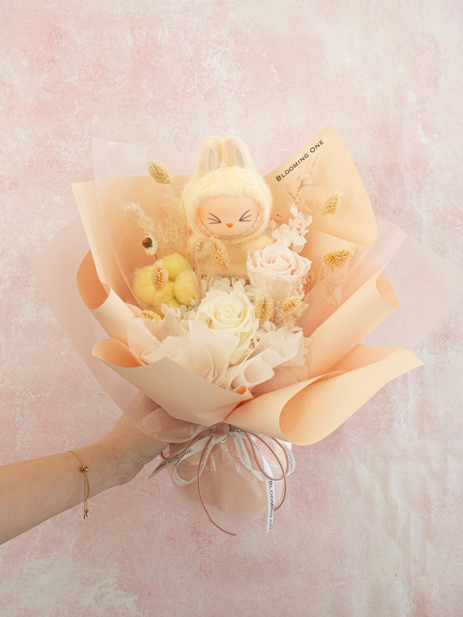 Labubu Preserved Roses Bouquet Pastel Bunny Bloom - Labubu坐坐系列甜丝丝永生花花束 ...