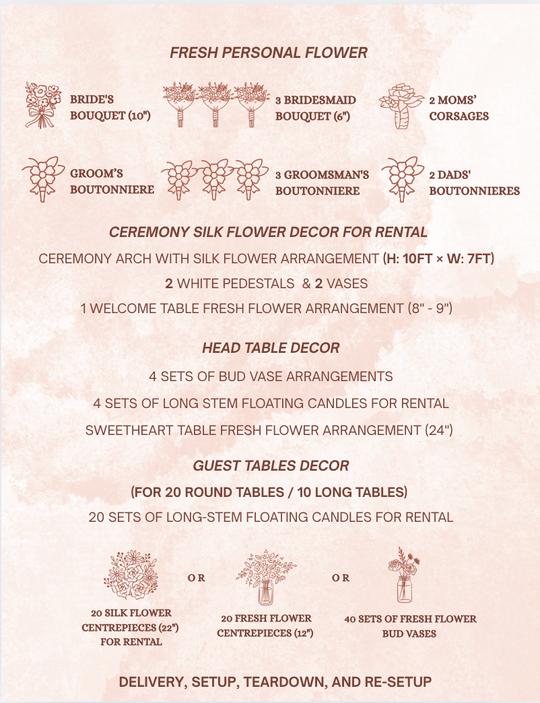 Signature Ceremony+Reception Package for 200ppl | Wedding Flowers ...