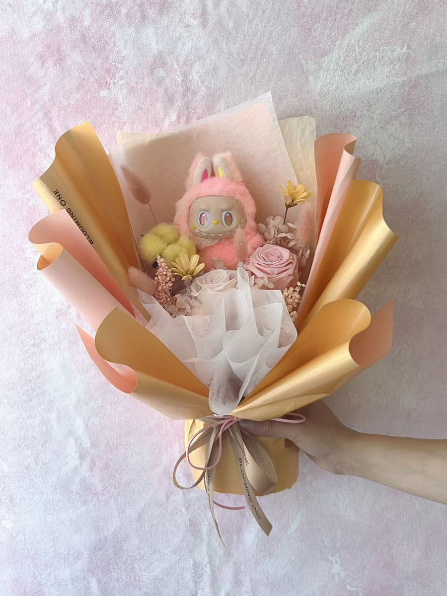 Labubu Preserved Roses Bouquet Loyalty - Labubu前方高能系列忠诚永生花花束 – Flower ...